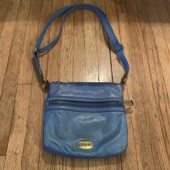 Fossil | Bags | Fossil Blue Leather Crossbody Bag Purse | Poshmark